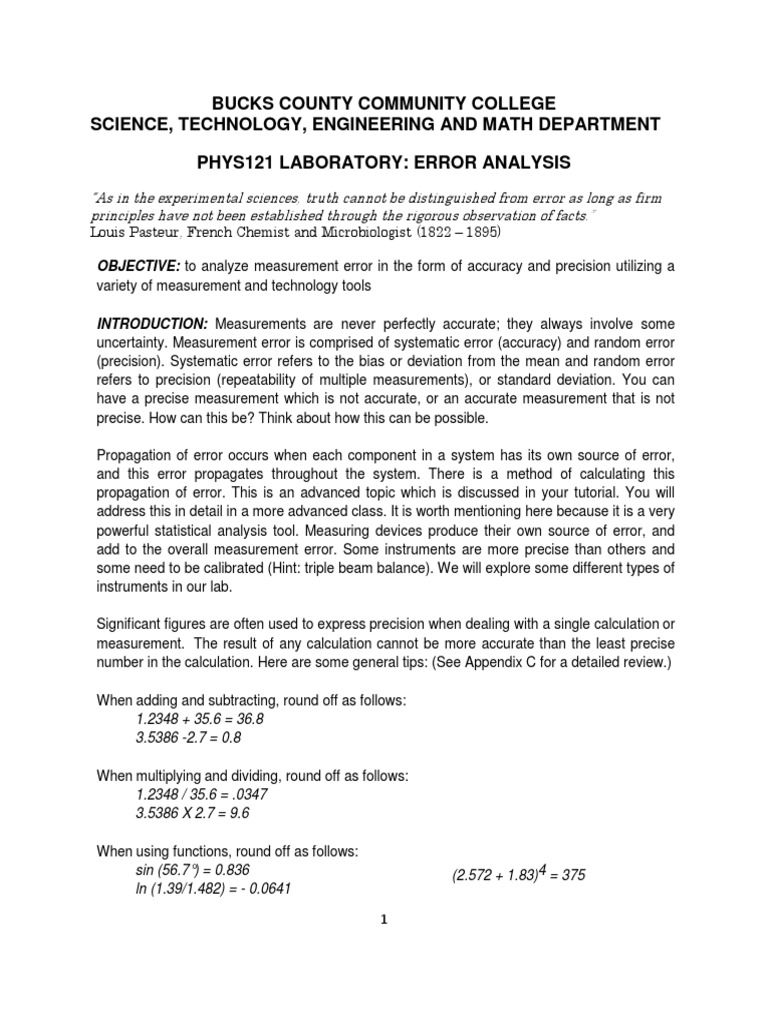 2 - Hands On Error Analysis Lab PDF | PDF | Accuracy And Precision | Observational Error