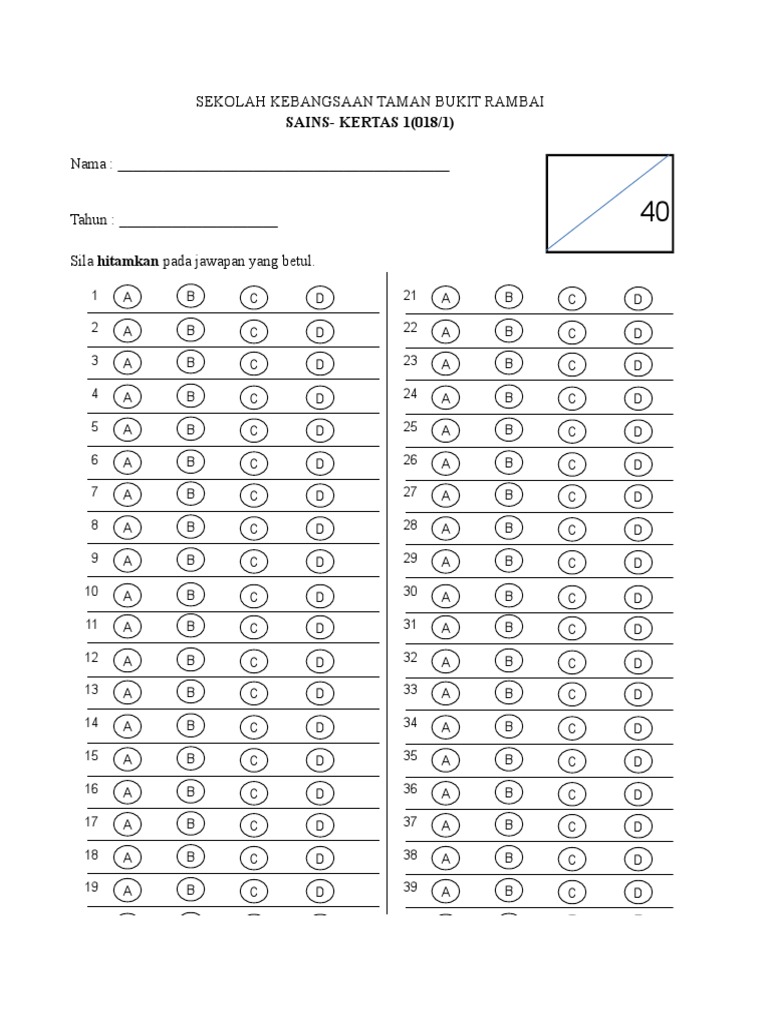 KERTAS Omr SAINS | PDF
