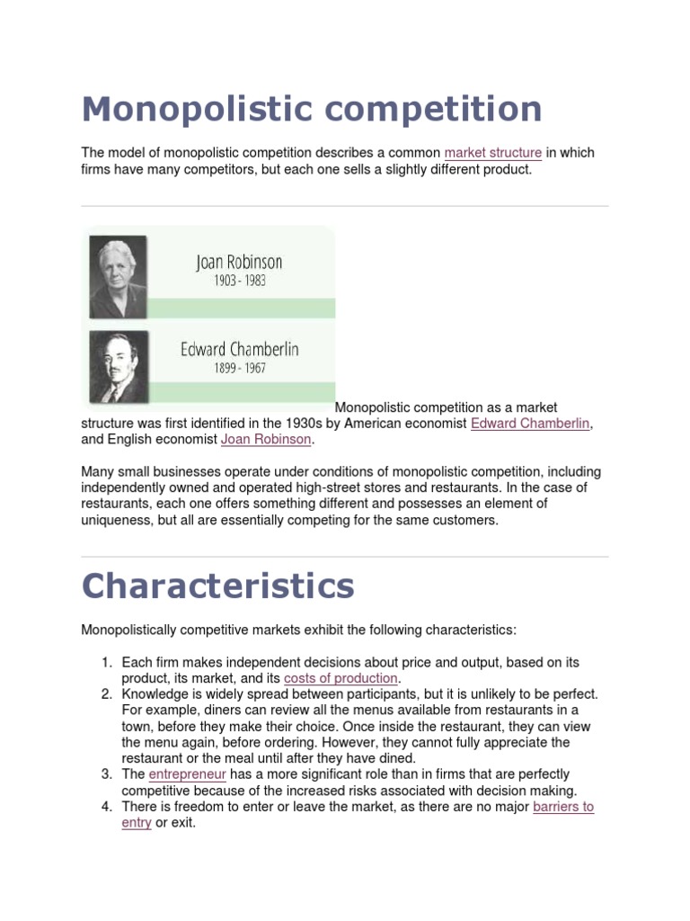 Monopolistic Competition | PDF | Monopoly | Perfect Competition