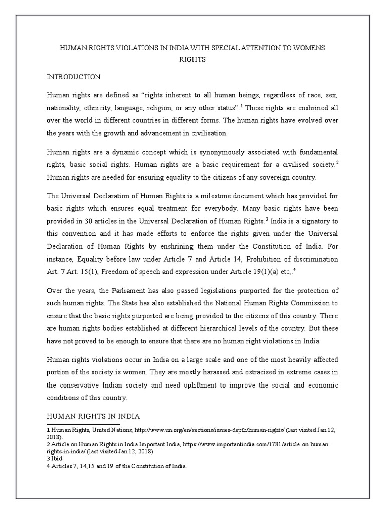 Human Rights Violations in India With Special Attention To Womens ...
