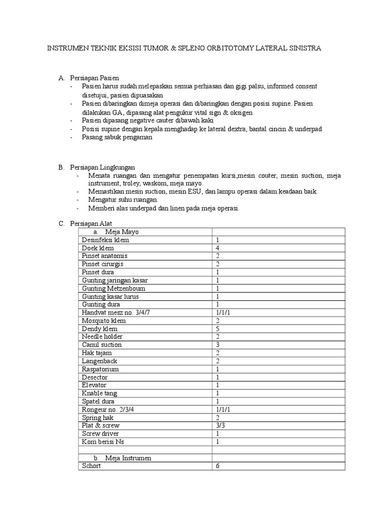 Eksisi Tumor dan Splen Orbitotomi Lateral Sinistra | PDF