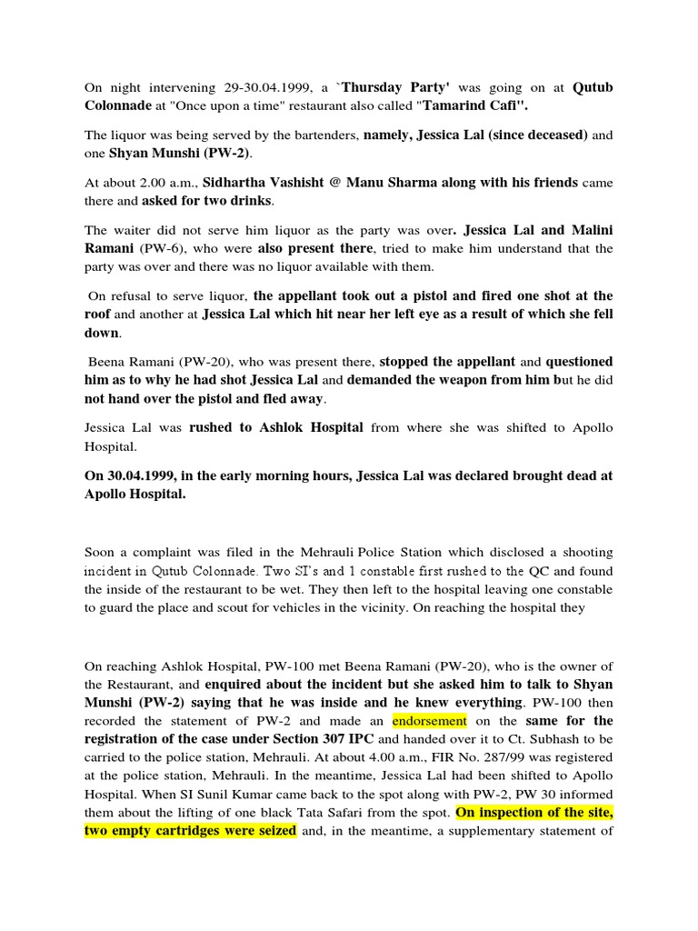 Jessica Lall Case Presentation | PDF | Criminal Law | Common Law