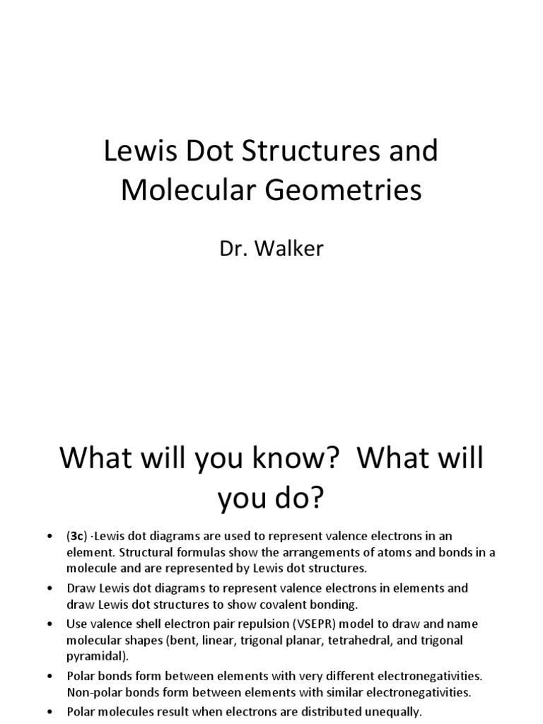 Lewis Dot Structures and VSEPR | PDF | Chemical Polarity | Covalent Bond