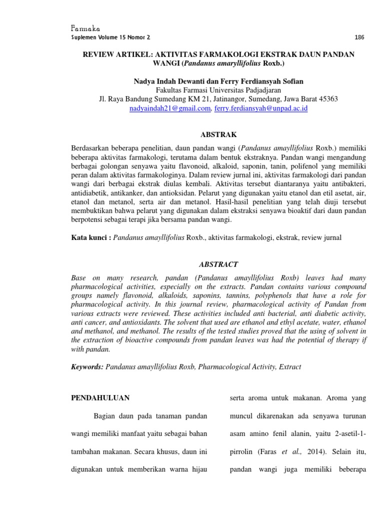 Jurnal Farmaka Daun Pandan | PDF