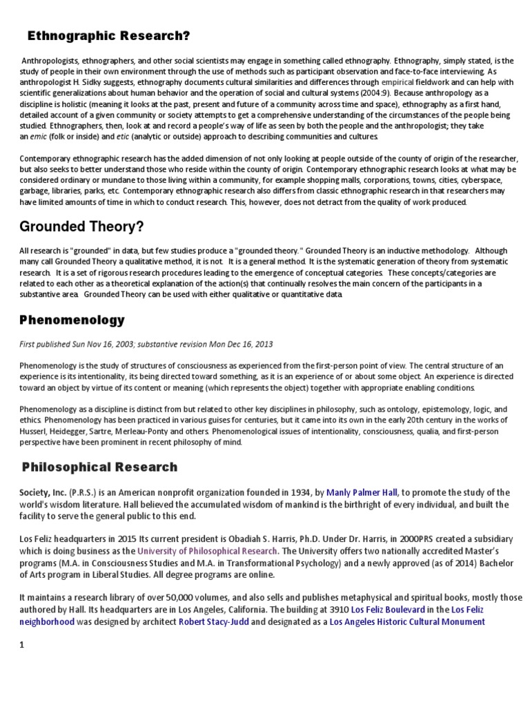 Grounded Theory?: Ethnographic Research? | PDF | Ethnography ...