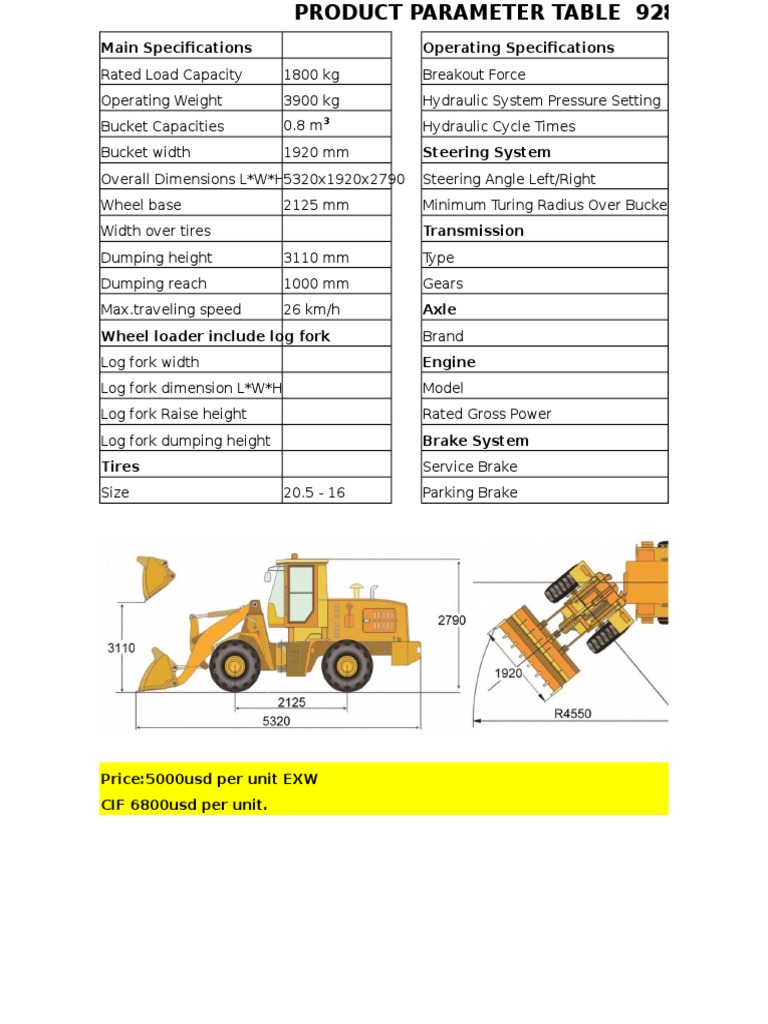 928L Wheel Loader Specifications | PDF | Business | Home & Garden