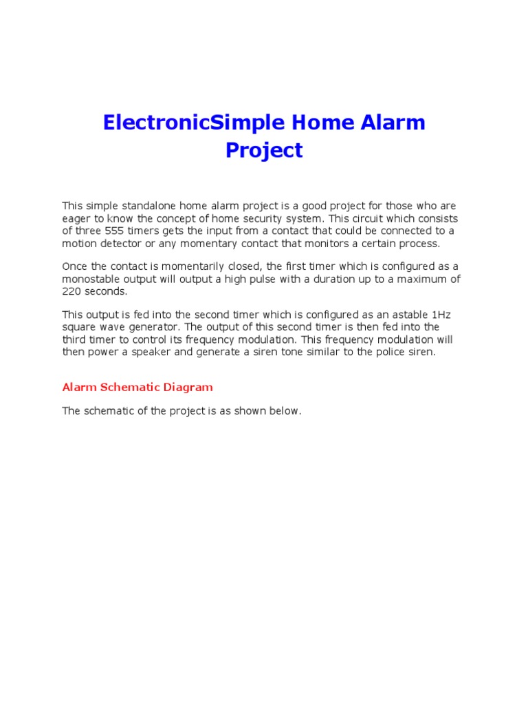 Electronic: Simple Home Alarm Project | PDF