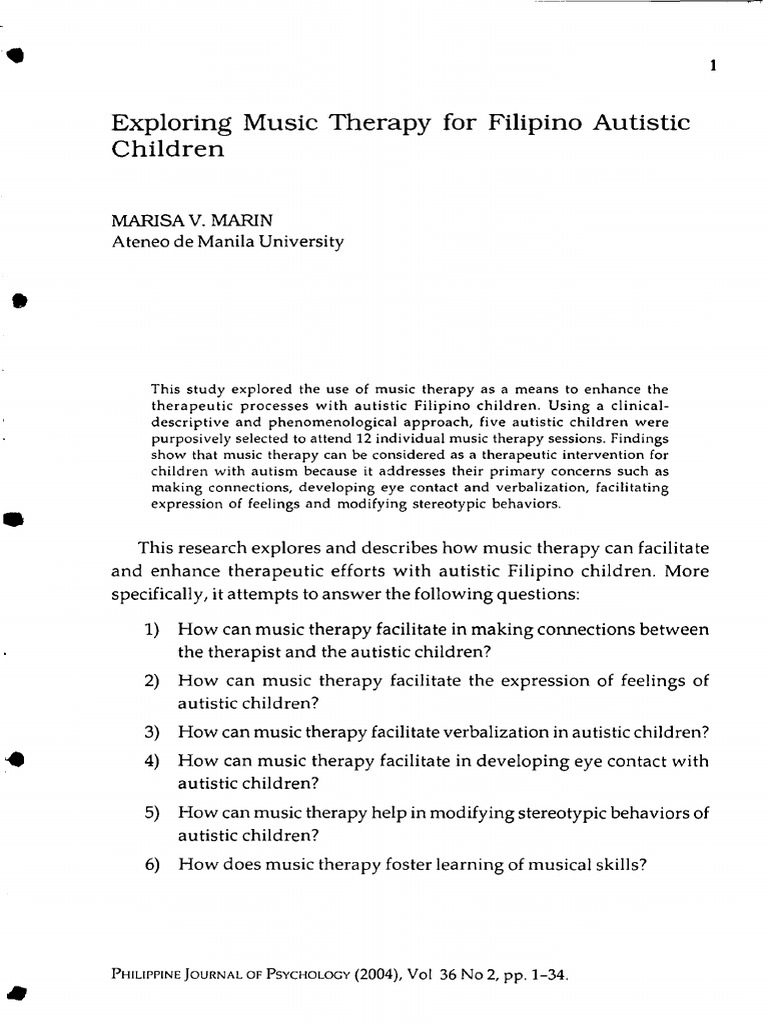 Exploring Music Therapy For Filipino Autistic Children: Marisa Marin ...