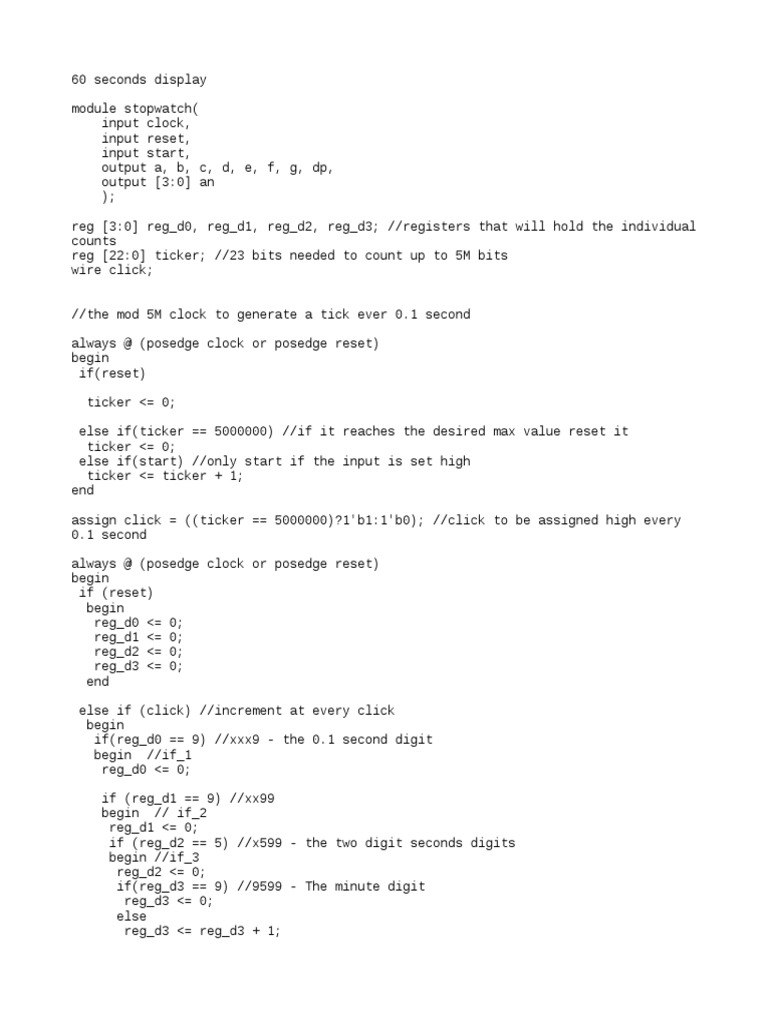 Verilog Code For 60s Timer | PDF | Electrical Engineering | Systems ...