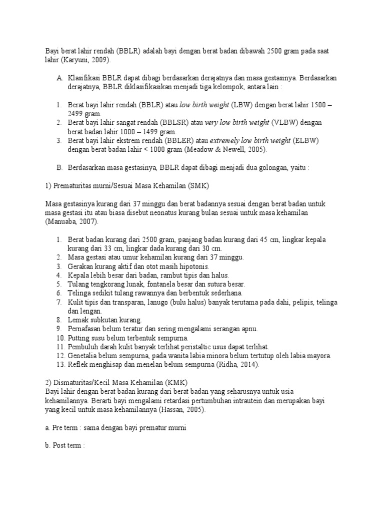 Klasifikasi BBLR | PDF