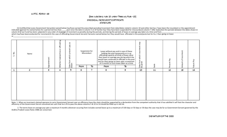 Increment Certificate Form - 49 | PDF | Government