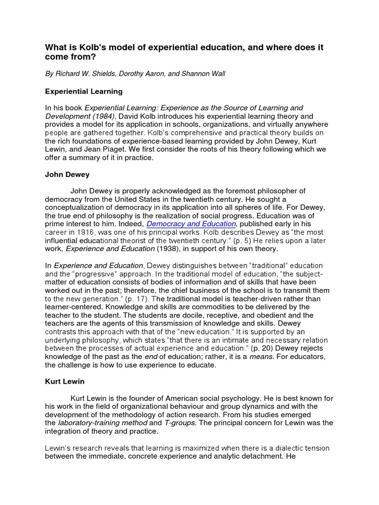 What Is Kolb's Model of Experiential Education, and Where Does It Come ...