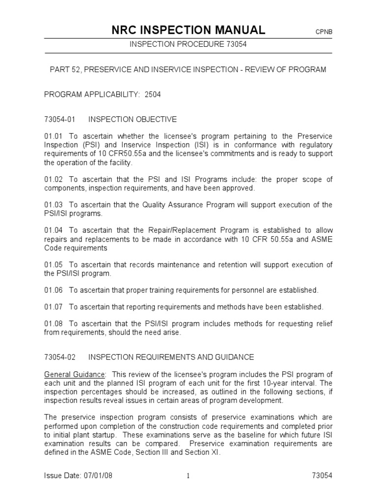 Preservice and Inservice Inspection Review | PDF | Quality Assurance ...