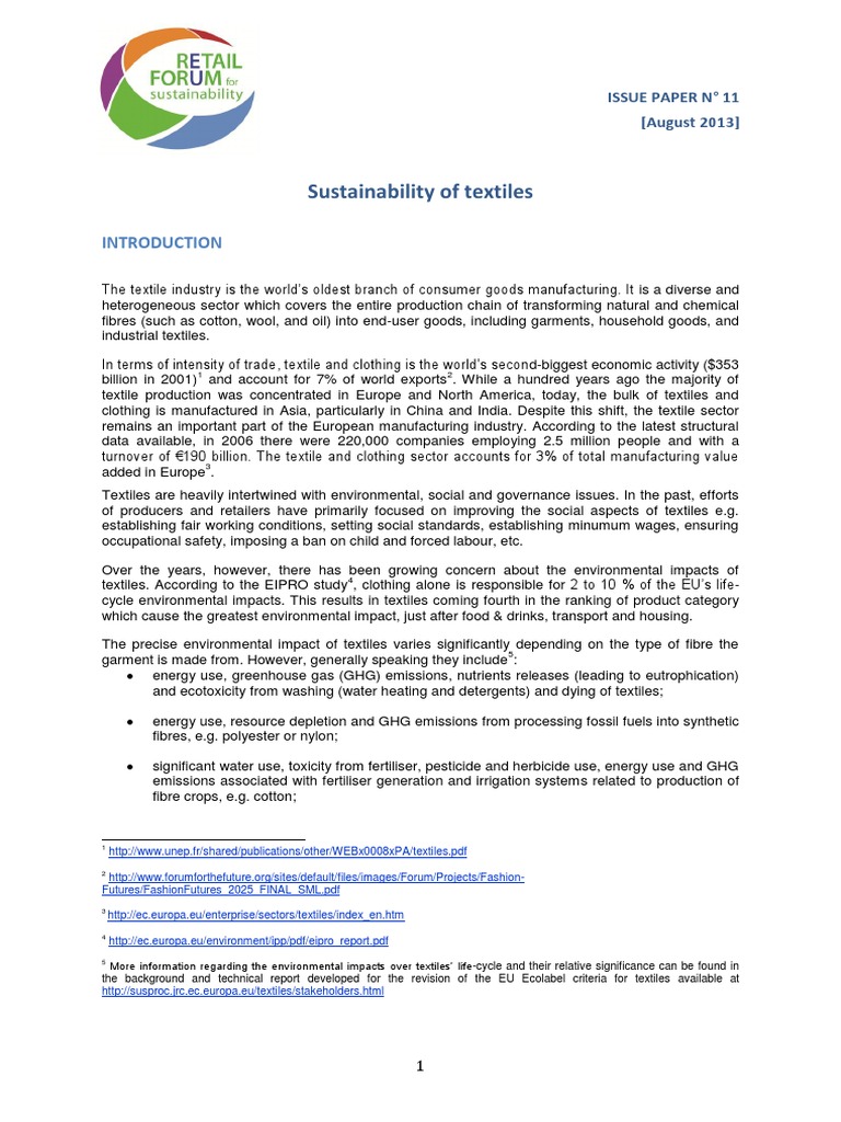 Issue Paper Textiles | PDF | Sustainability | Textiles