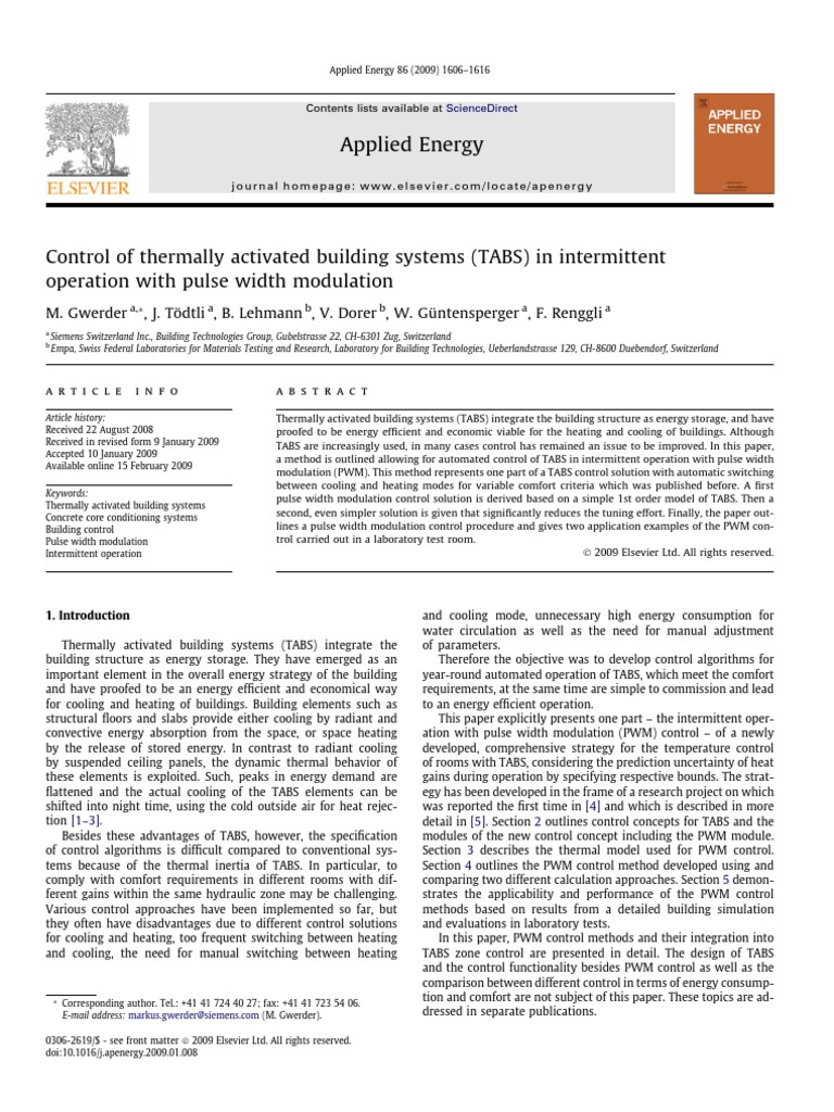 White Paper - Control of TABS in Intermittent Operation With Pulse ...