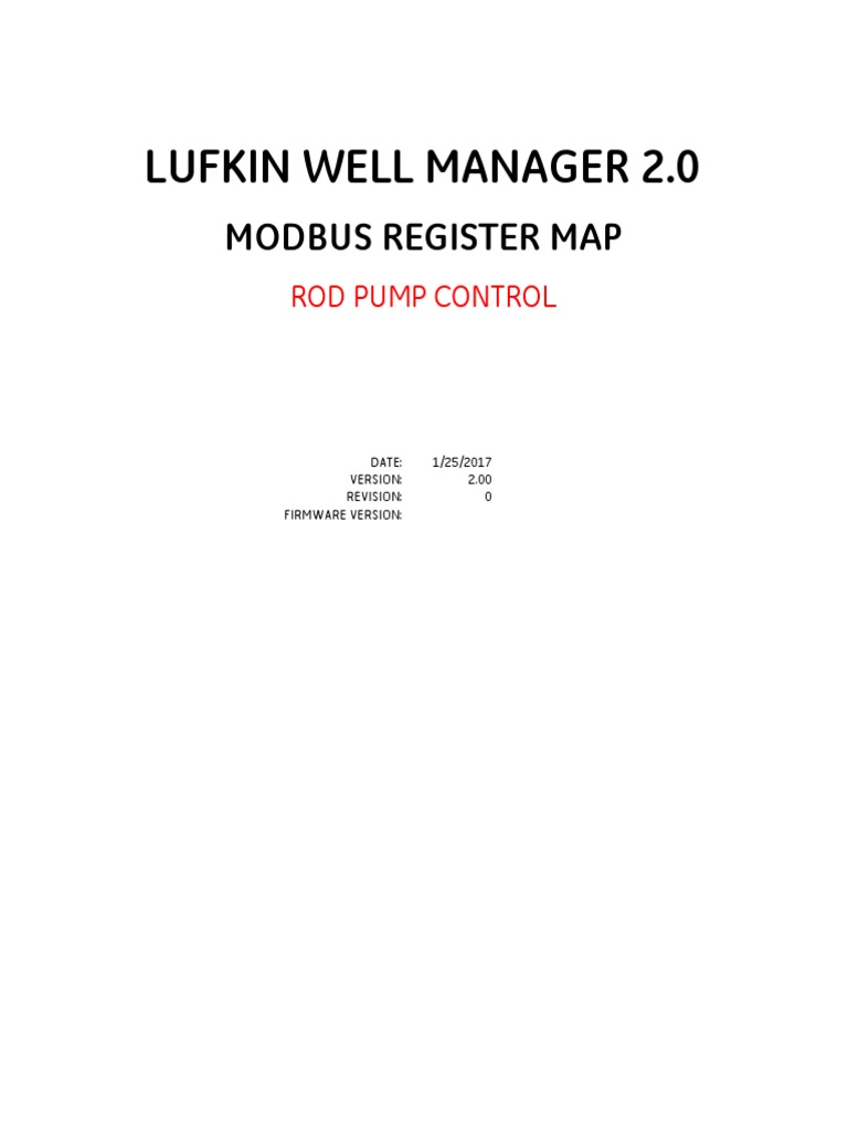 LWM 2.0 RPC Modbus Register Map - Version 2.00 | PDF | Manufactured ...