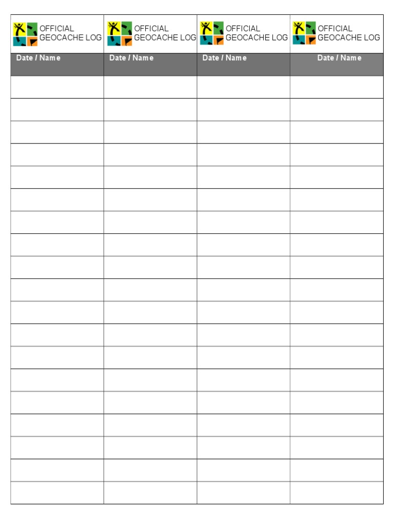 Official Geocache Log Official Geocache Log Official Geocache Log ...