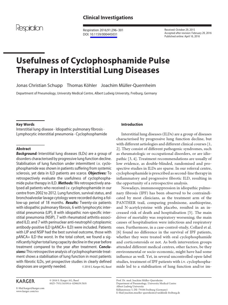 Usefulness of Cyclophosphamide Pulse Therapy in Interstitial Lung ...