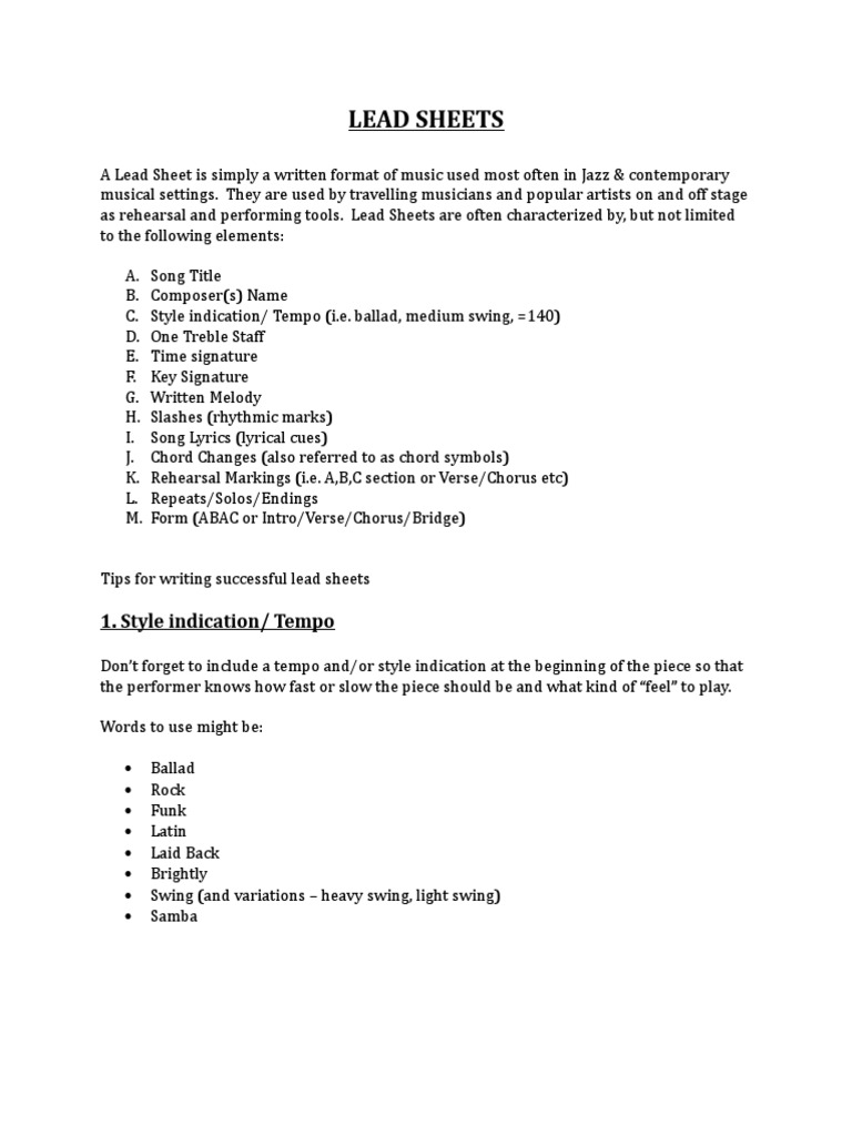 Understanding Lead Sheets in Music | PDF | Art