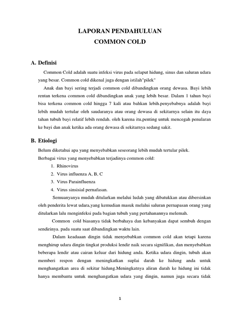 LP Common Cold Dan Konsep Askep | PDF