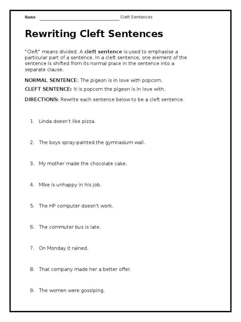 Cleft Sentences | Download Free PDF | Sentence (Linguistics) | Phrase