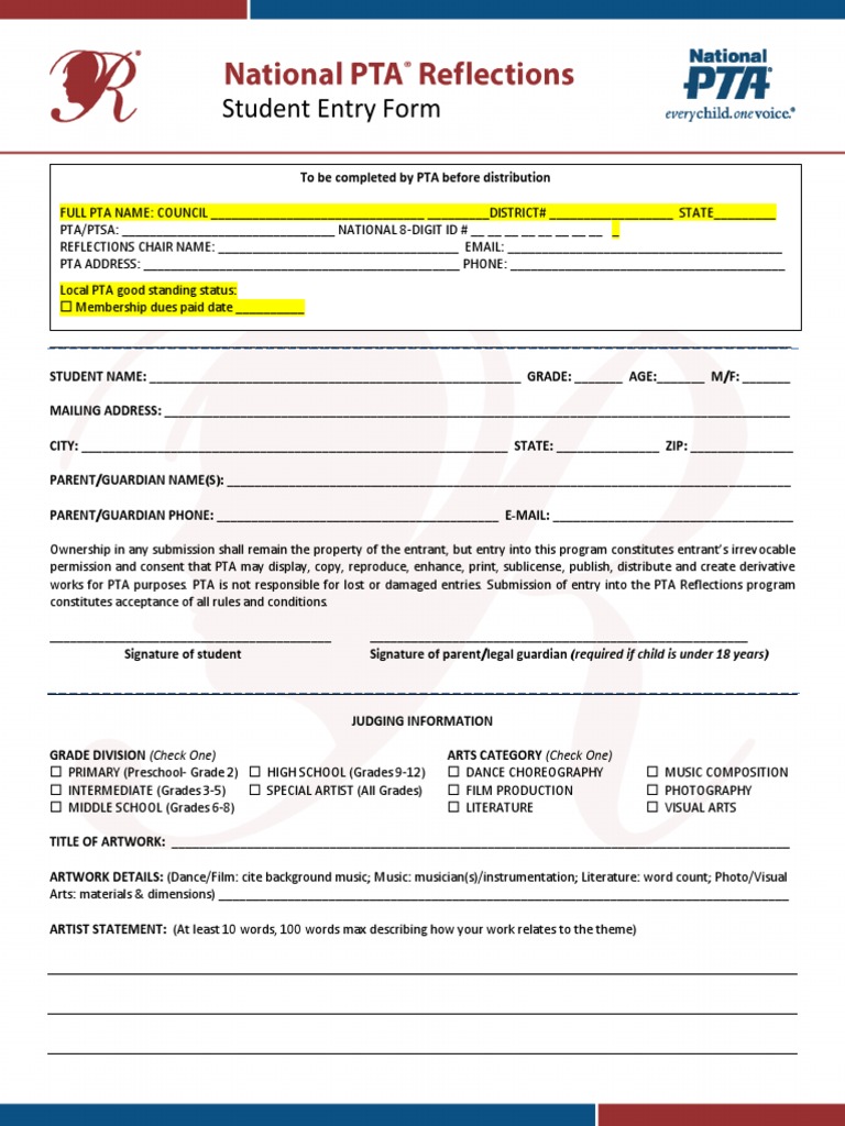Student Entry Form | PDF