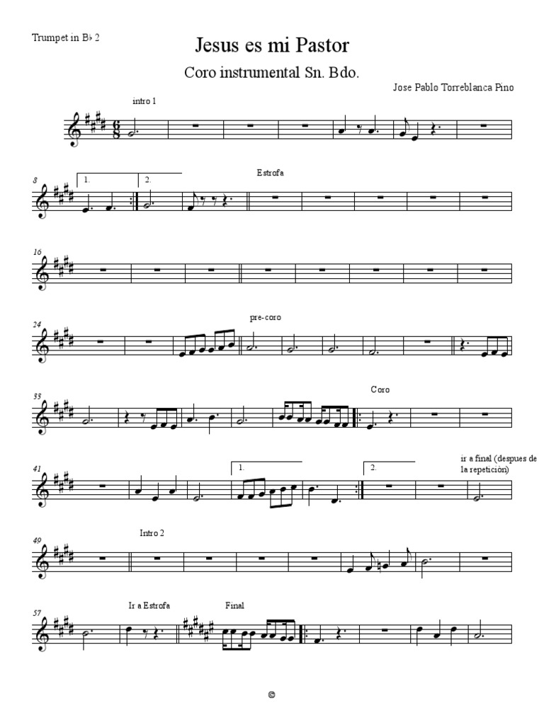 Jesus Es Mi Pastor, Definitivo - Trumpet in BB 2 | PDF