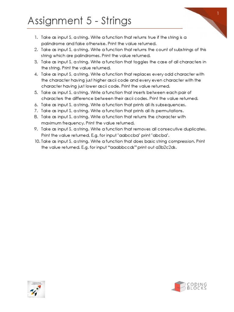 Assignment 5 - Strings | PDF