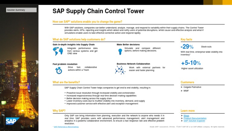 1pager IBP Supply Chain Control Tower July 2017 | PDF | Supply Chain ...