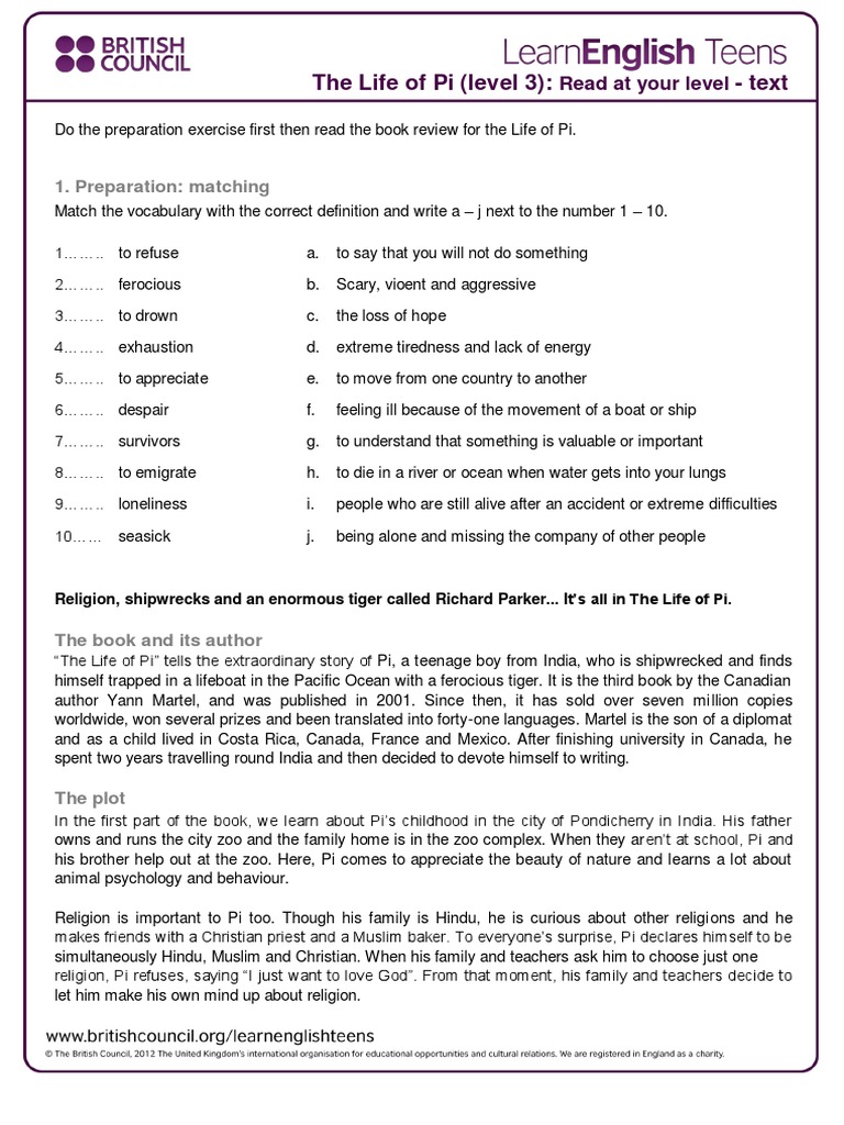 The Life of Pi Level 3-Text and Prep 0 PDF | PDF