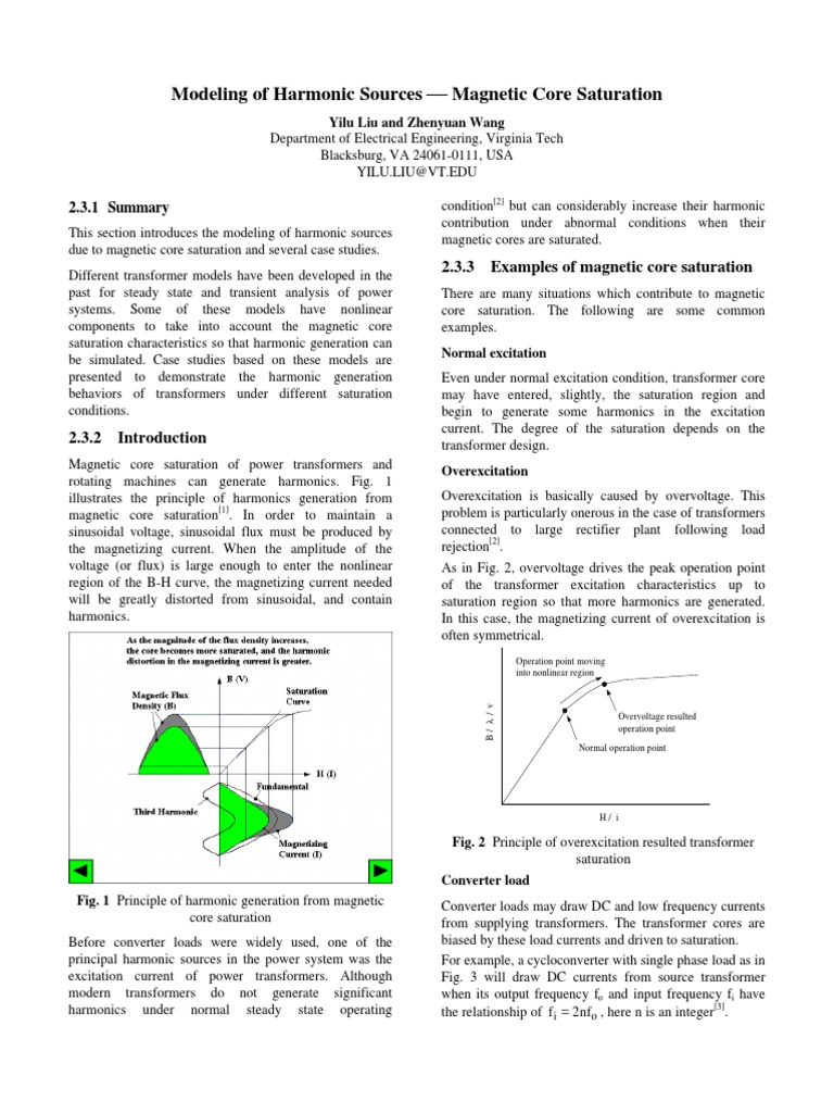 Modeling of Harmonic Sources Magnetic Core Saturation | PDF | Transformer | Electrical Network