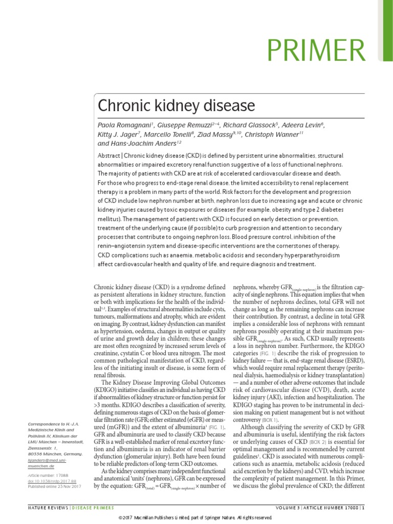 Primer: Chronic Kidney Disease | PDF | Chronic Kidney Disease | Renal ...