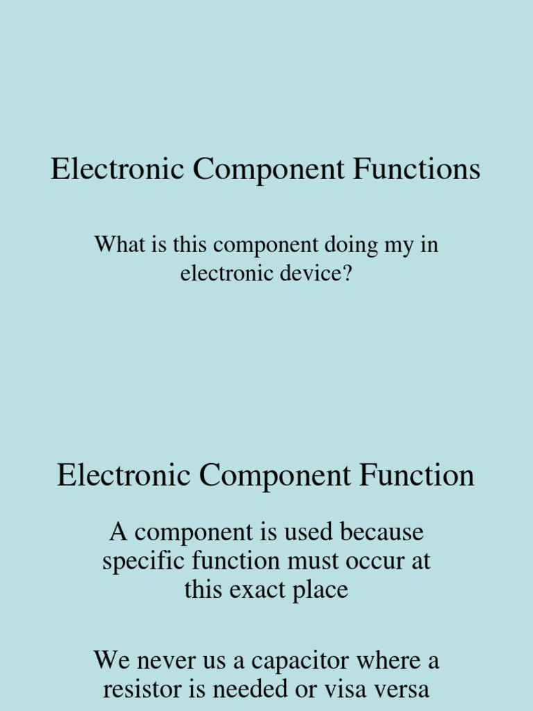 Understanding Electronic Component Functions | PDF