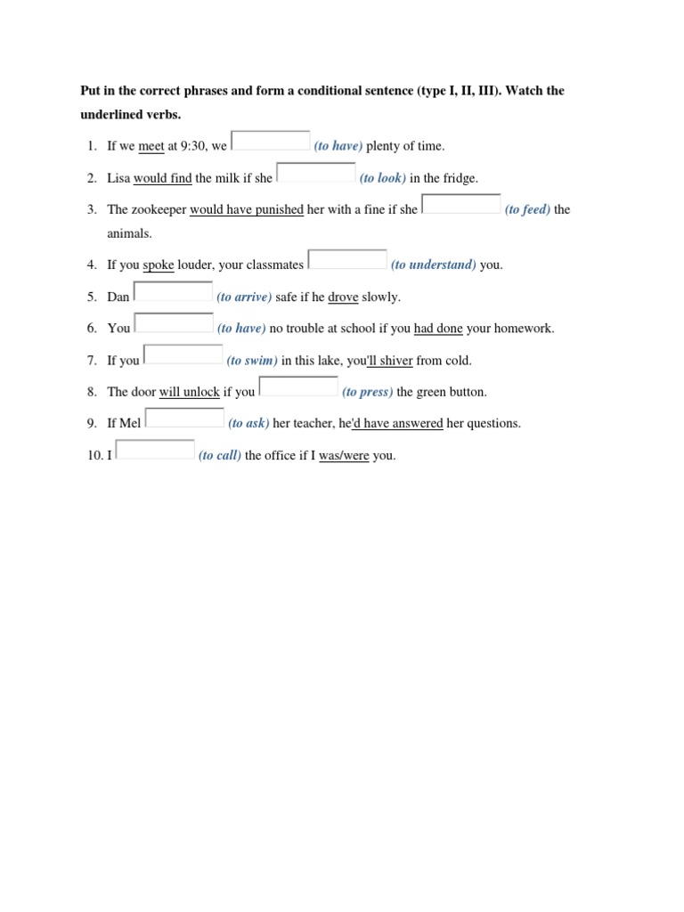 Conditional Sentence Exercises | PDF