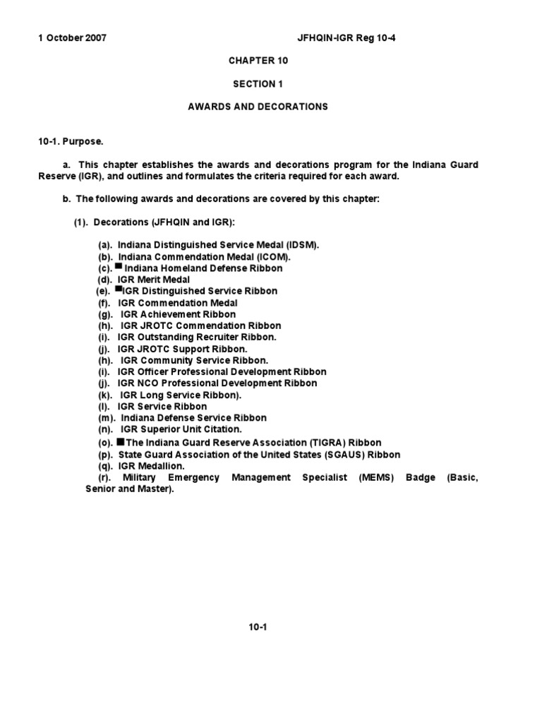 Indiana Guard Reserve Awards Guide | PDF | Officer (Armed Forces ...