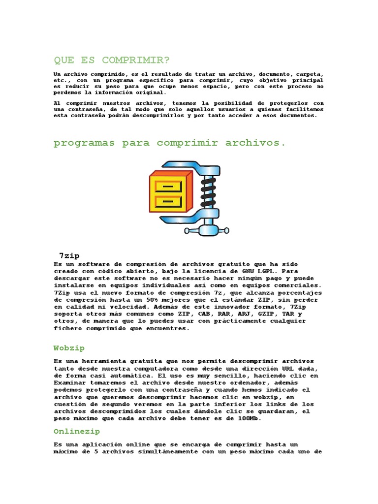 Que Es Comprimir | PDF | Zip (formato de archivo) | Archivo de computadora