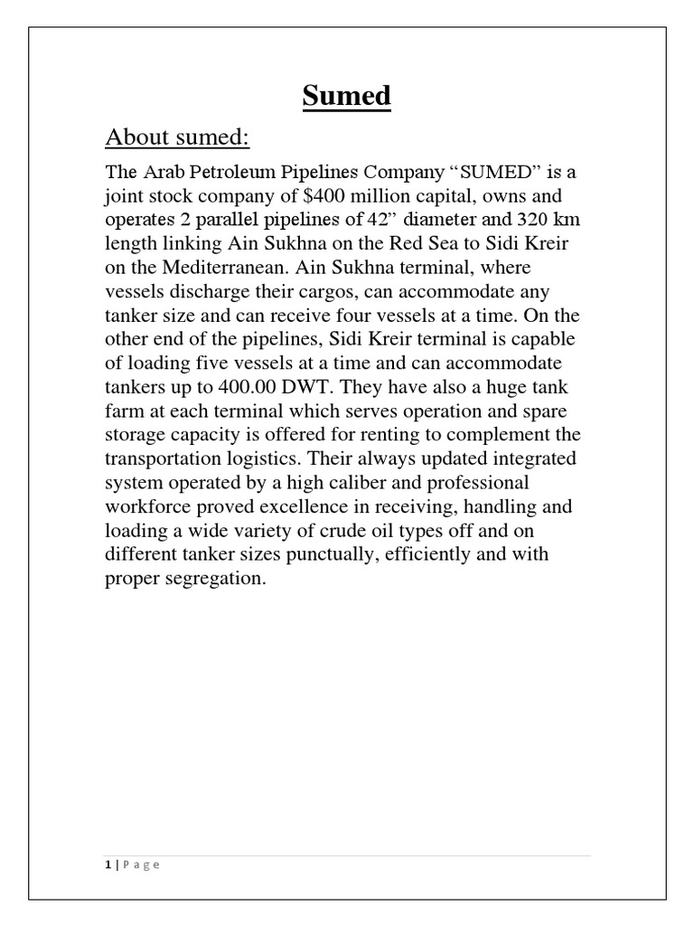 About Sumed | PDF | Oil Tanker | Pipeline Transport