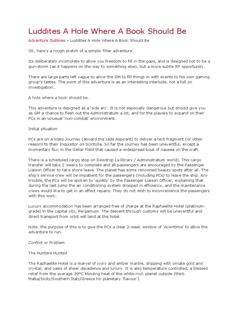 Luddites A Hole Where A Book Should Be | PDF