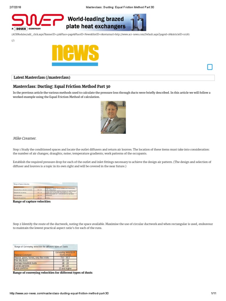 Masterclass: Ducting: Equal Friction Method Part 30 | PDF | Duct (Flow ...