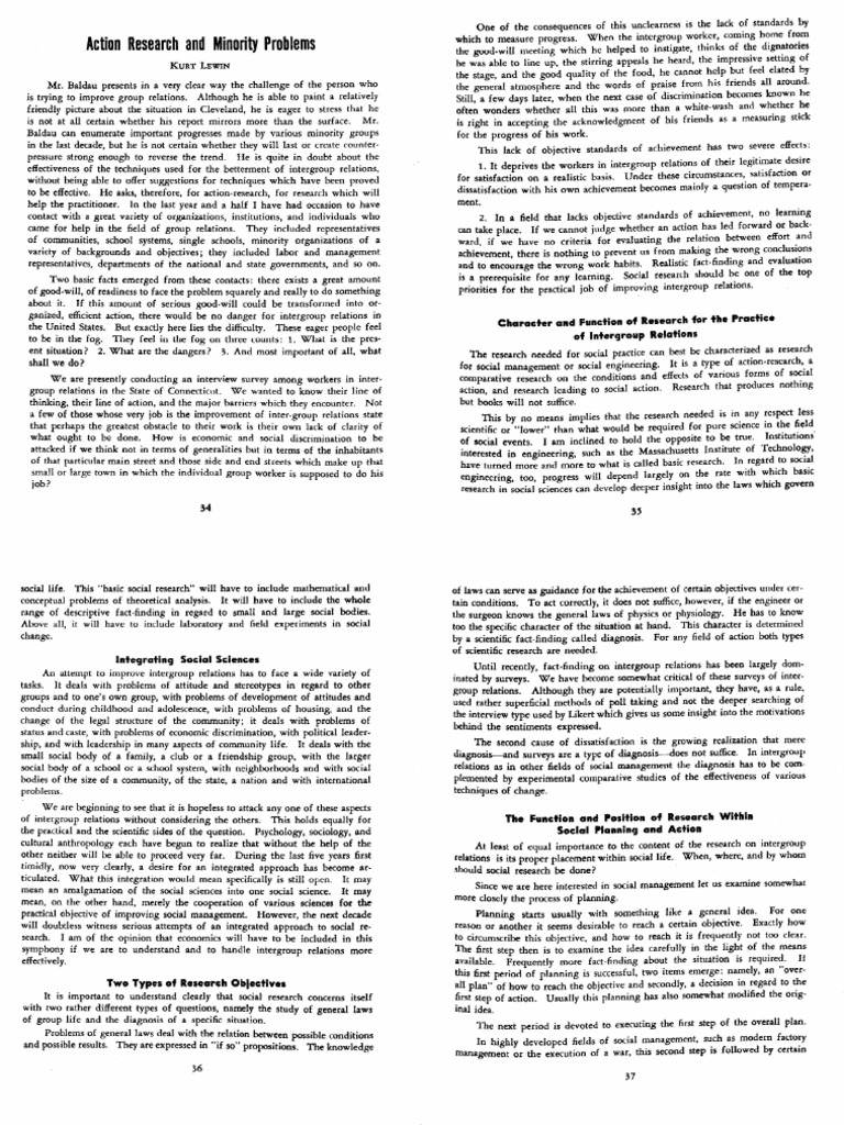 Lewin (1946). Action research minority.pdf | Social Sciences | Science