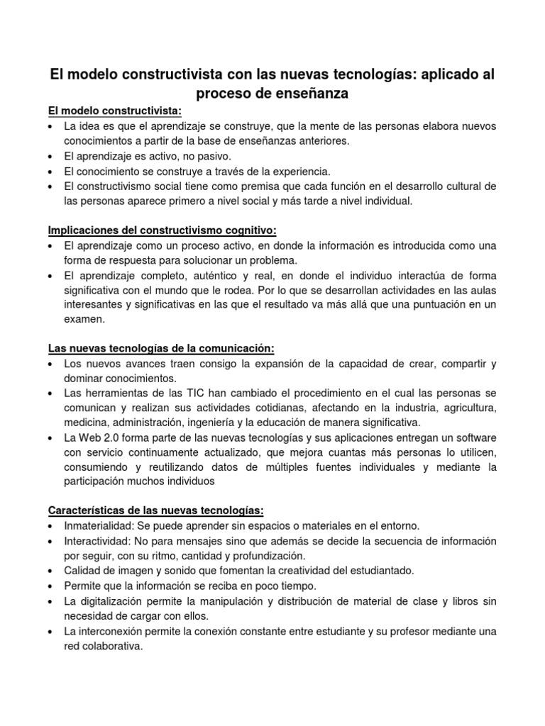 Constructivismo y TIC | PDF | Tecnología de información y comunicaciones | Constructivismo ...