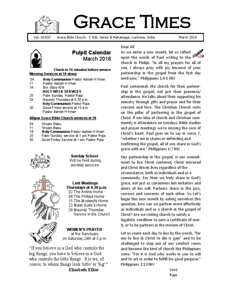 Grace Times | PDF | Eucharist | Grace In Christianity