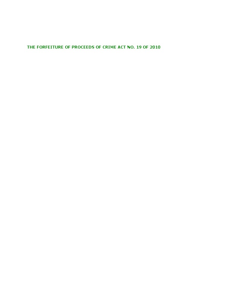 The Forfeiture of Proceeds of Crime Act PDF | PDF