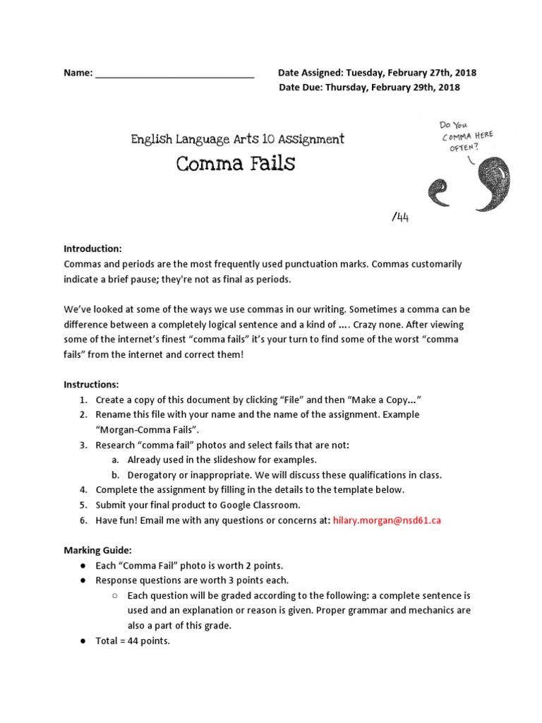 Comma Fails Assignment | PDF | Comma | Linguistics