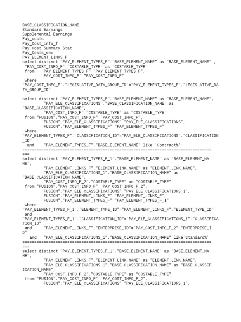 Fusion SQL Query | PDF | Databases | Information Technology