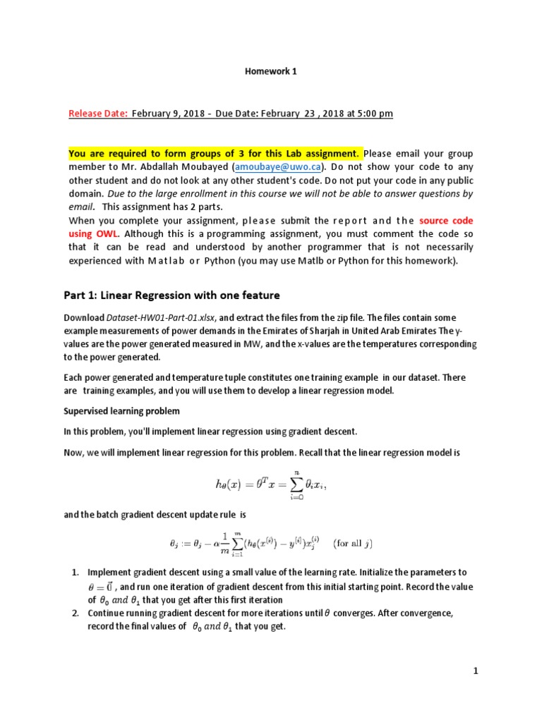 Part 1: Linear Regression With One Feature: Release Date | PDF ...