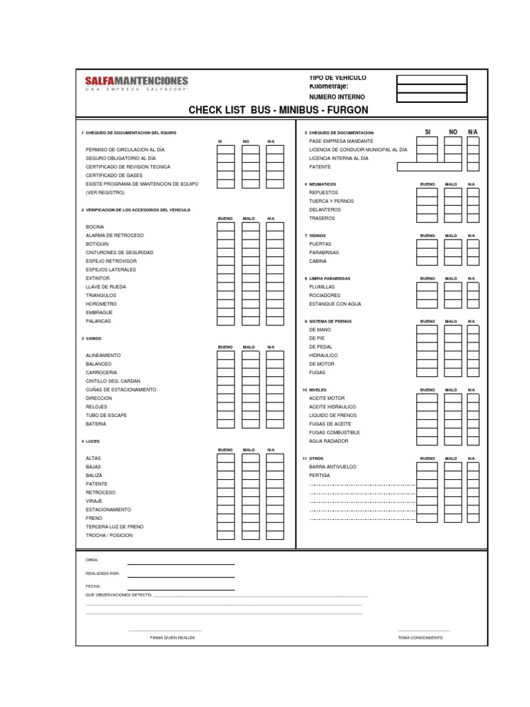 Checklist de Verificación Vehicular | PDF