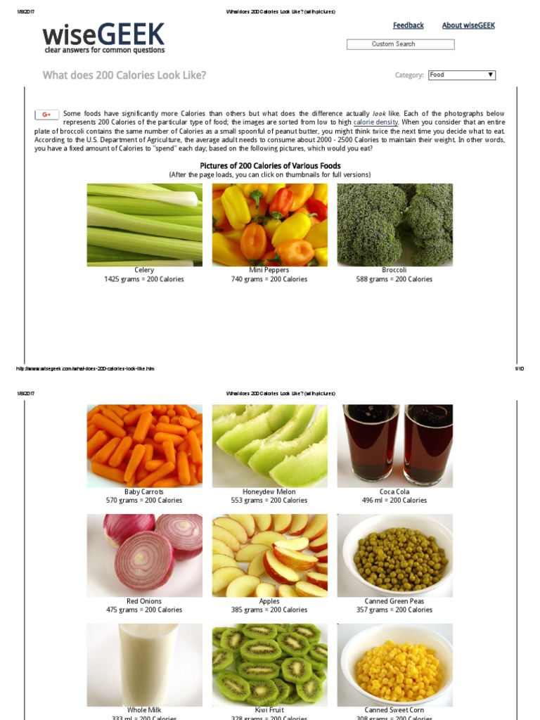 What Does 200 Calories Look Like - (With Pictures) | PDF | Peanut ...