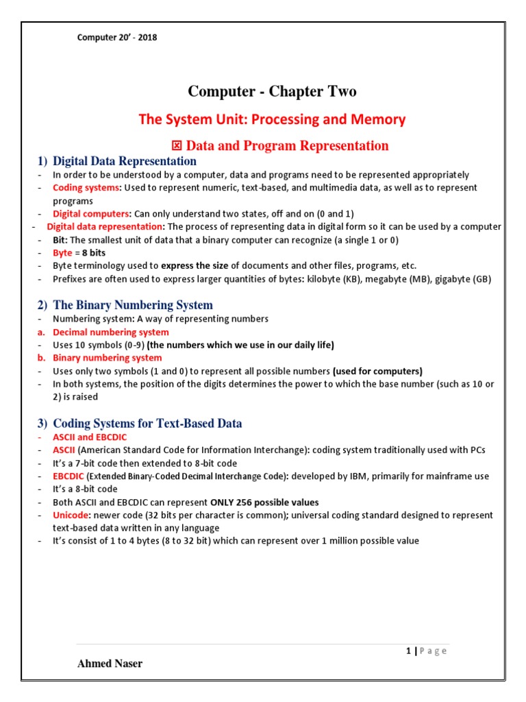 The System Unit: Processing and Memory: Computer - Chapter Two | PDF | Central Processing Unit ...