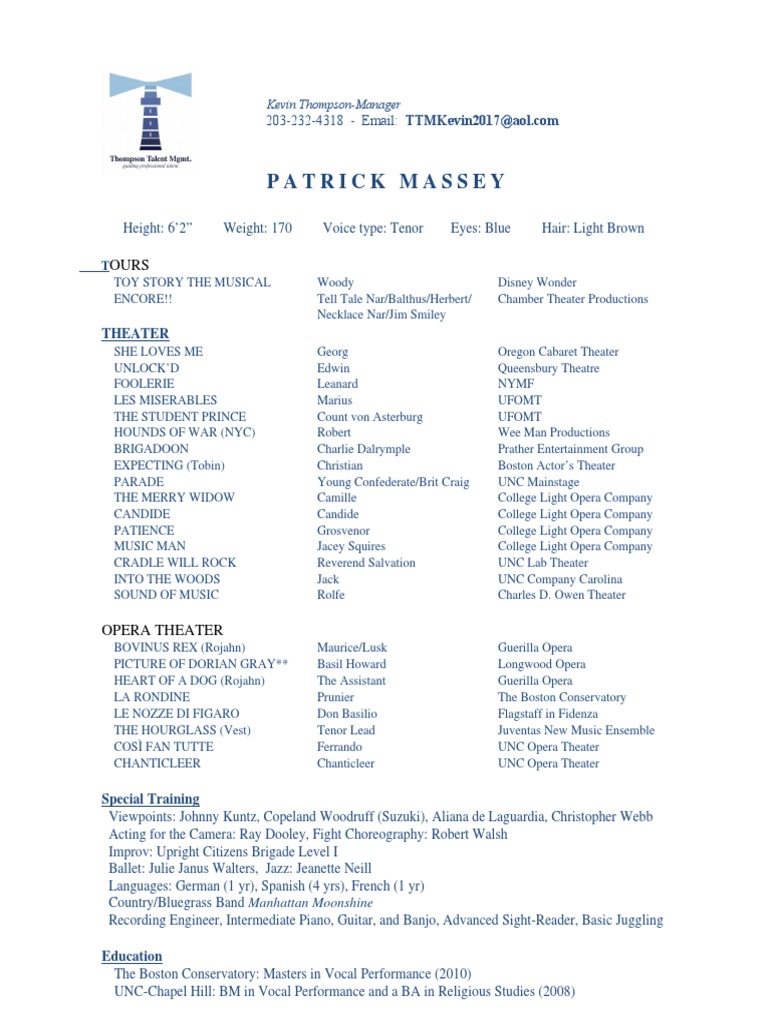 Patrick Massey: Kevin Thompson-Manager | PDF | Opera | Vocal Music